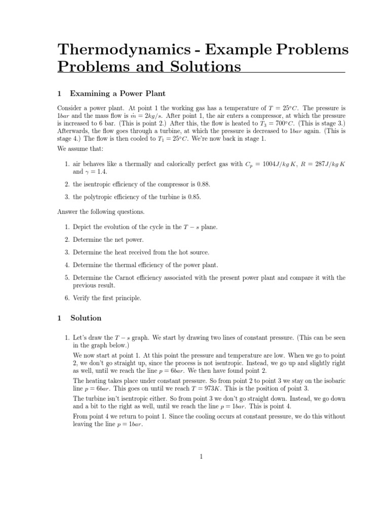 Thermodynamics Example Problems Pdf Enthalpy Turbine