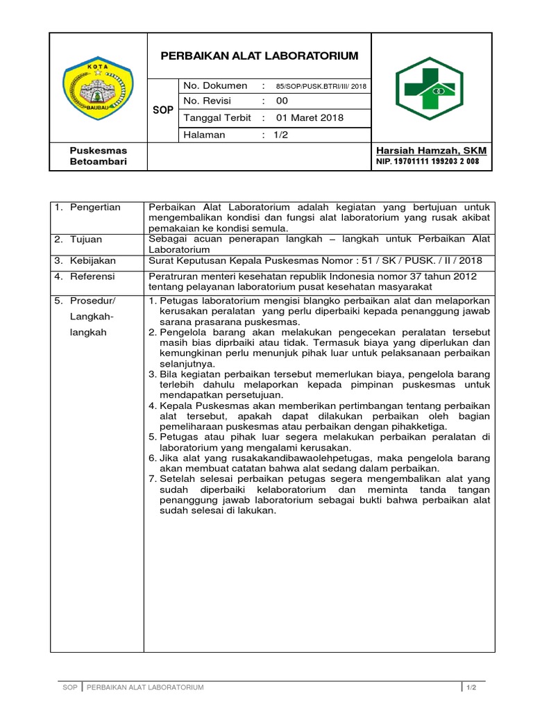 Perbaikan Alat Laboratorium | PDF