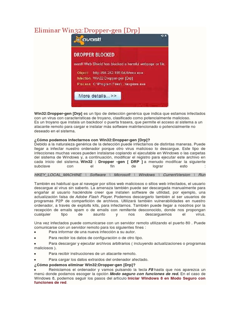 Eliminar Win32:Dropper-gen (DRP) | PDF | Malware | Computer Virus