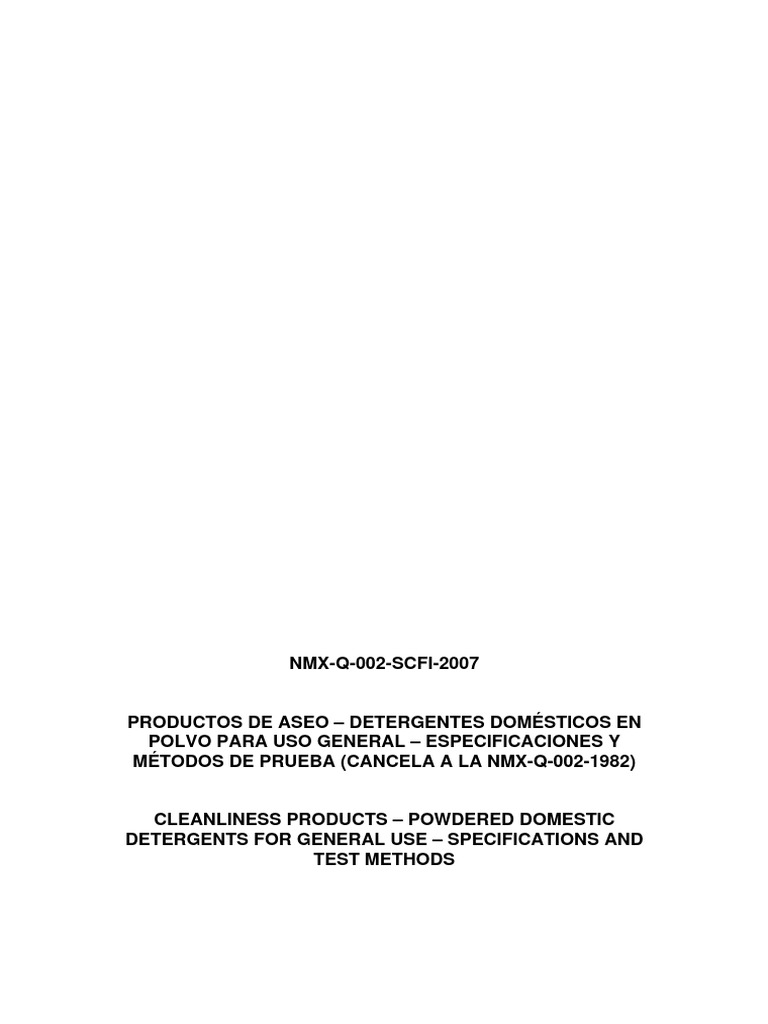 MEC Norma NMX Q 002 SCFI 2007 34924 | PDF | Tensioactivo | Detergente