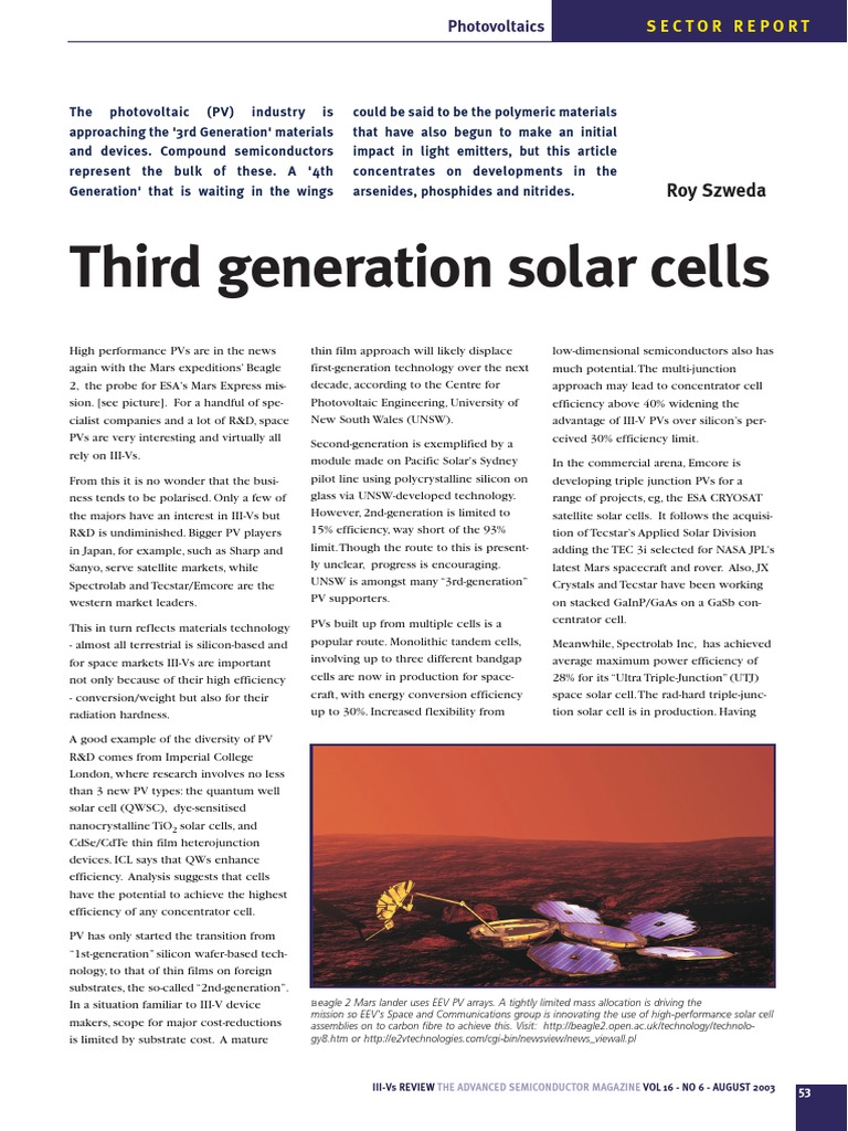 Third Generation Solar Cells | PDF | Photovoltaics | Solar Cell