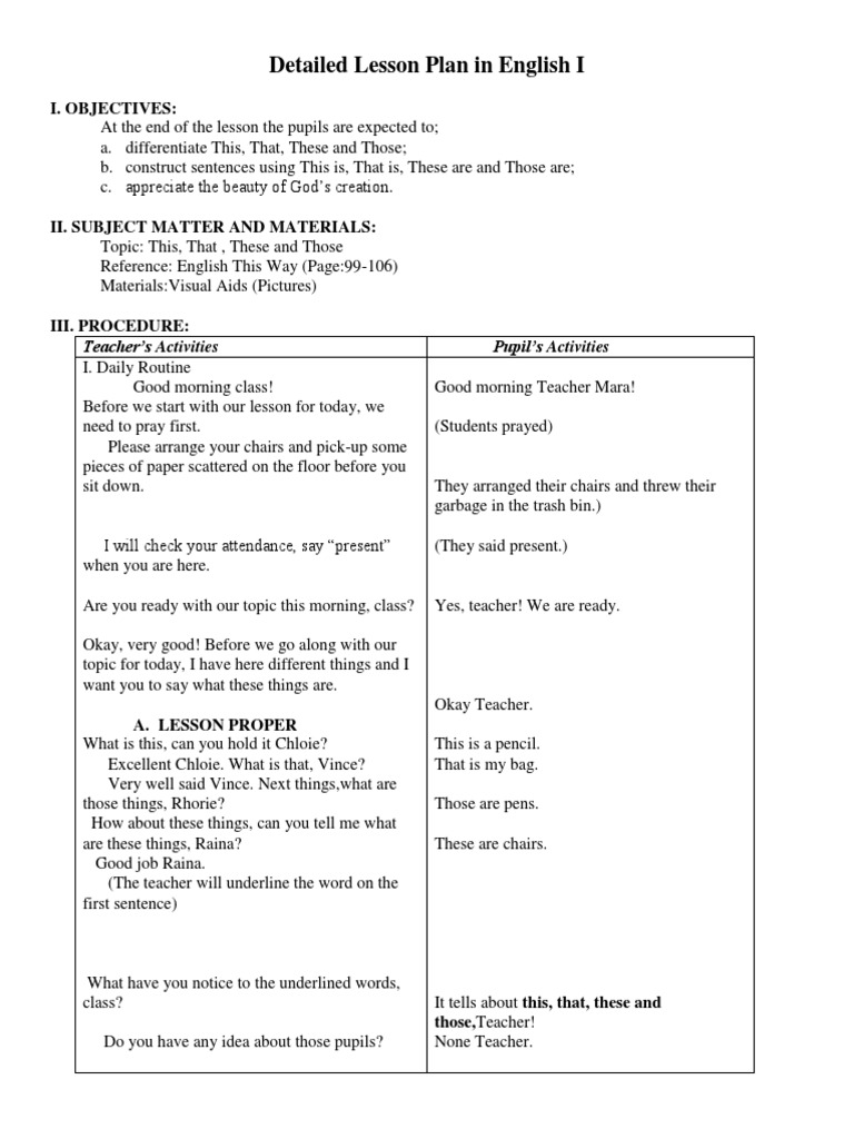 Detailed Lesson Plan in English | PDF | Lesson Plan | Grammar