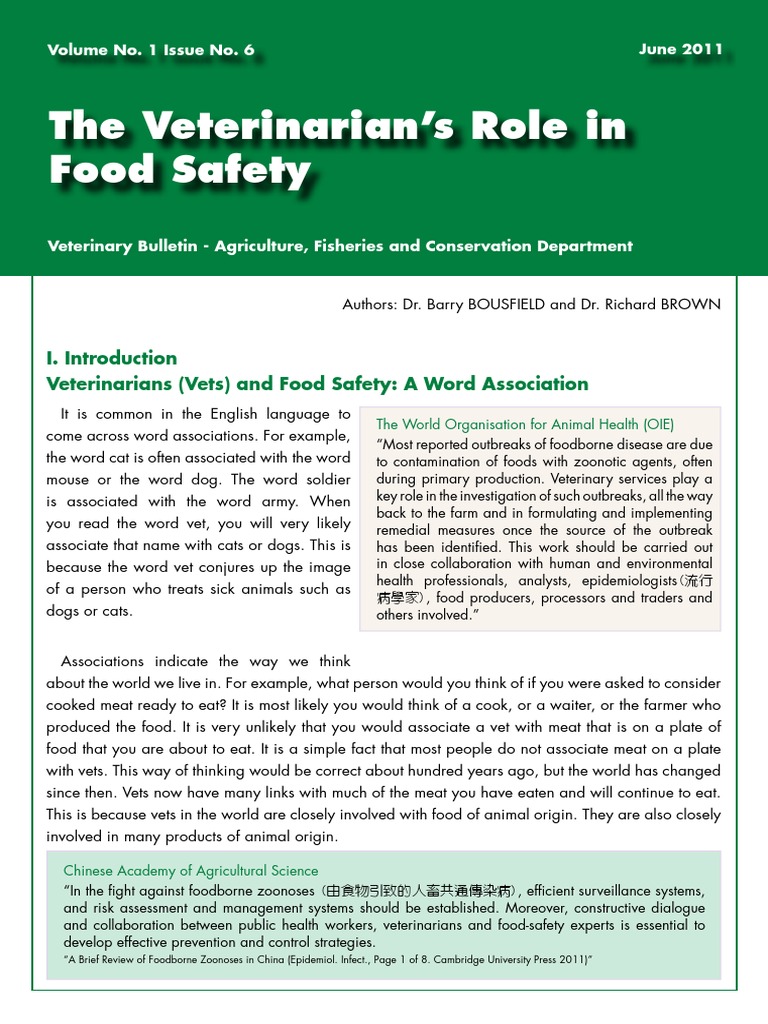 The Veterinarian's Role in Food Safety | PDF | Influenza A Virus ...