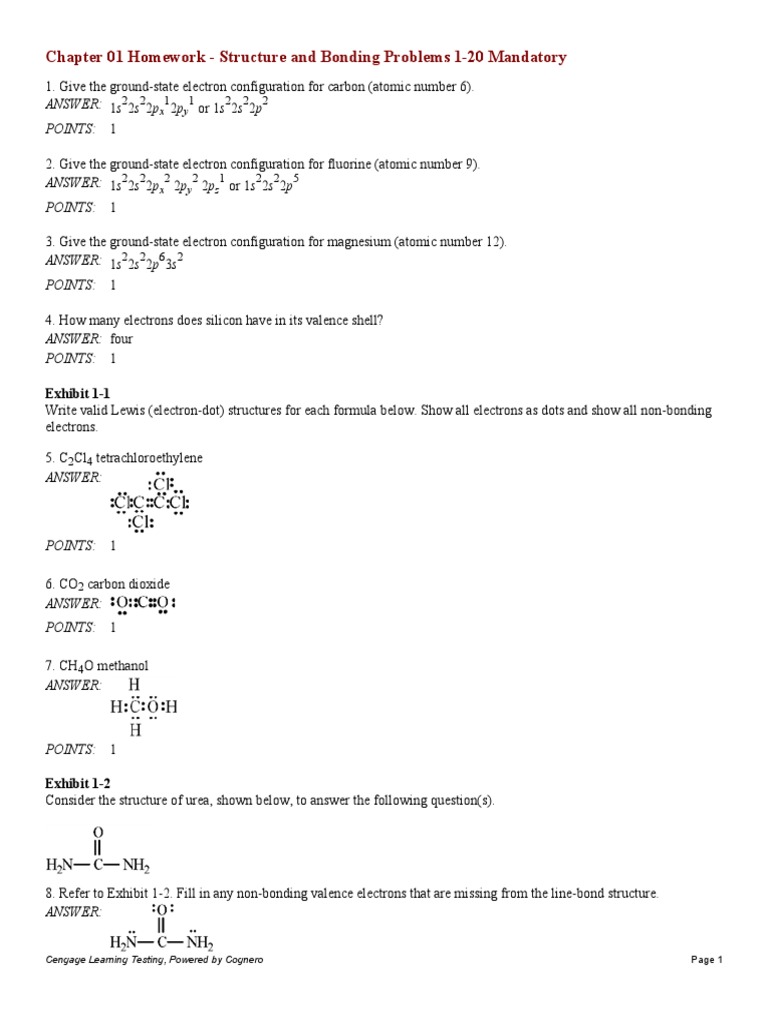 Structure and Bonding Homework Solutions | PDF | Chemical Bond | Molecules