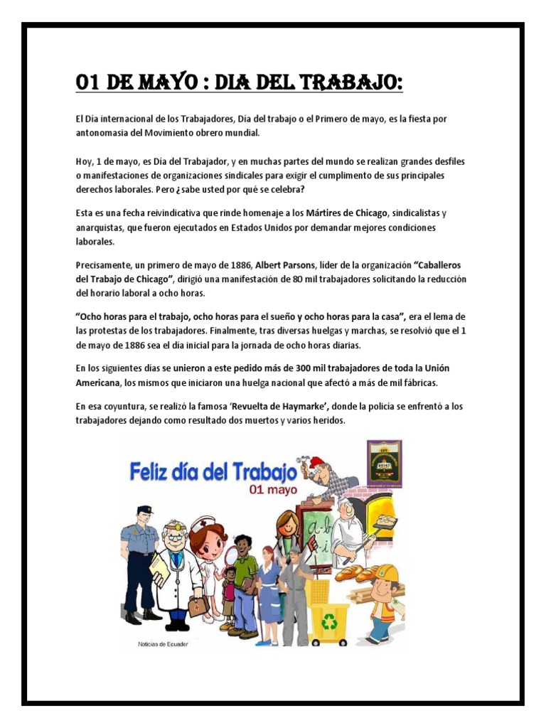 01 de Mayo Fechas Civicas | PDF | Perú | Agitación