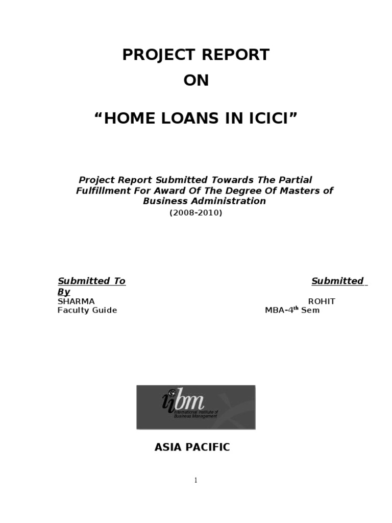Home Loans Project Report at ICICI Bank | PDF | Loan To Value Ratio ...