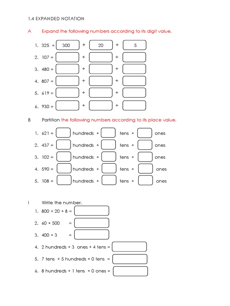 Worksheet Maths Y2 Expand Number | PDF | Mathematical Notation | Notation