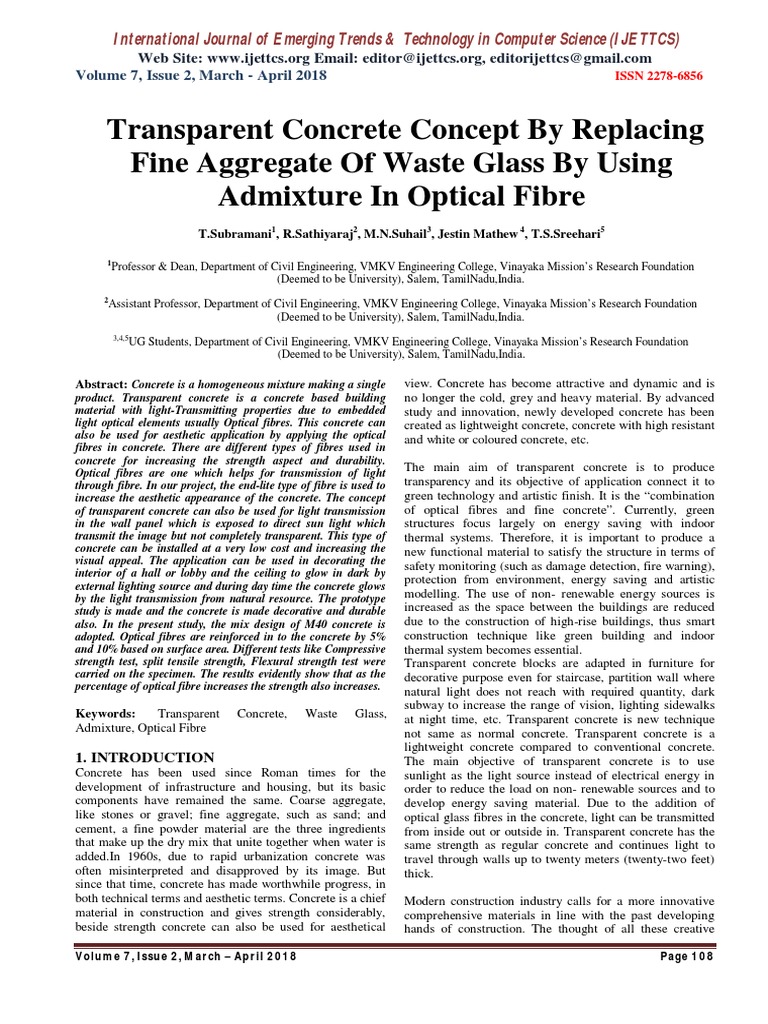 Transparent Concrete Innovations | PDF | Concrete | Construction Aggregate