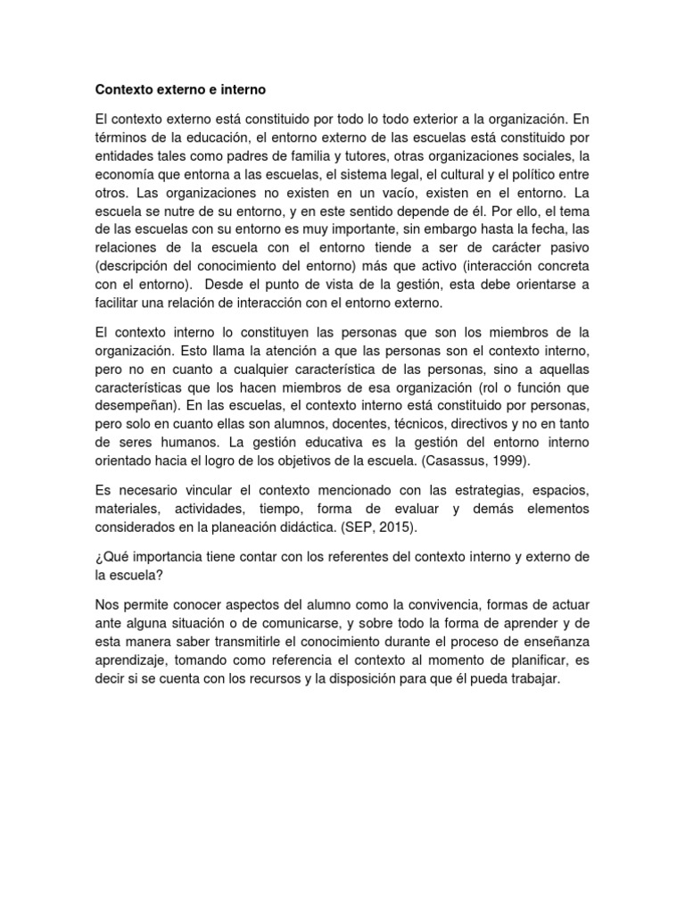 Contexto Interno y Externo | Descargar gratis PDF | Maestros | Salón de ...