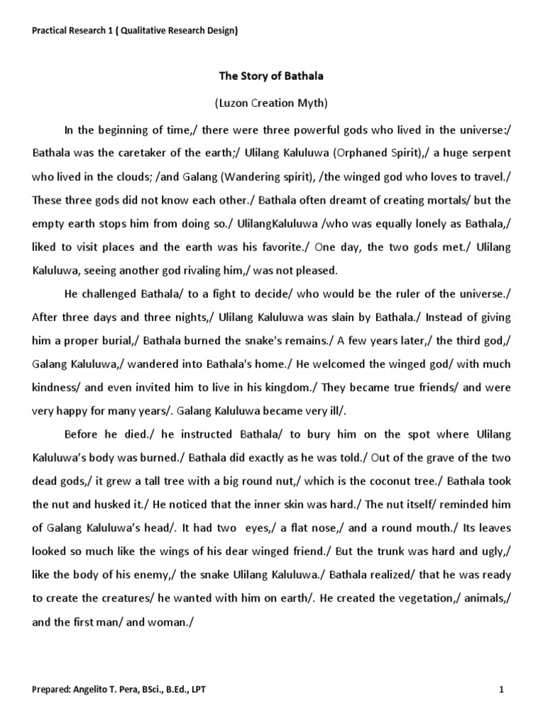The Story of Bathala | Ethnography | Qualitative Research