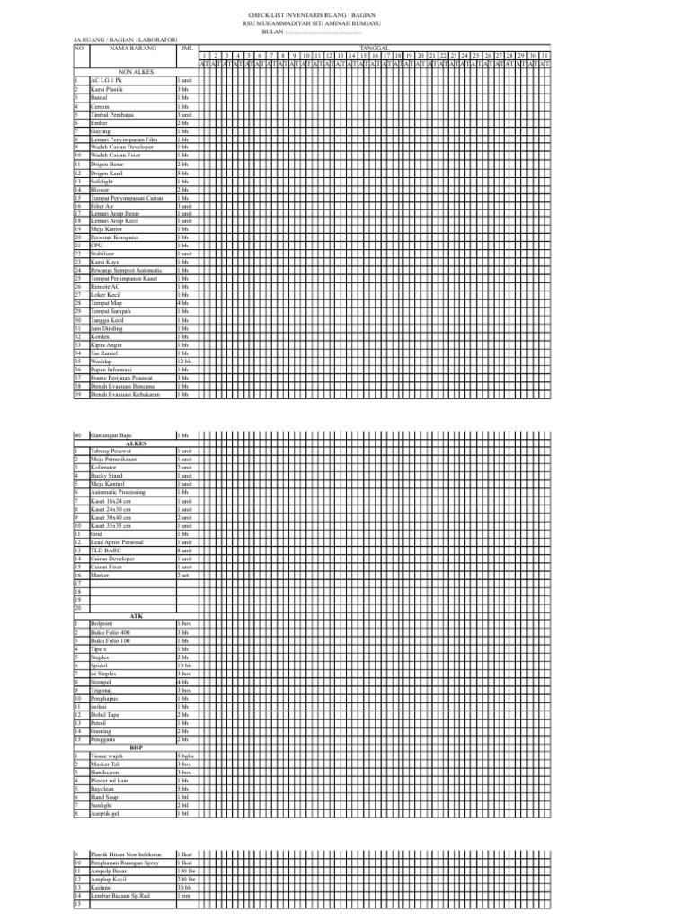 Check List Inventaris Barang | PDF