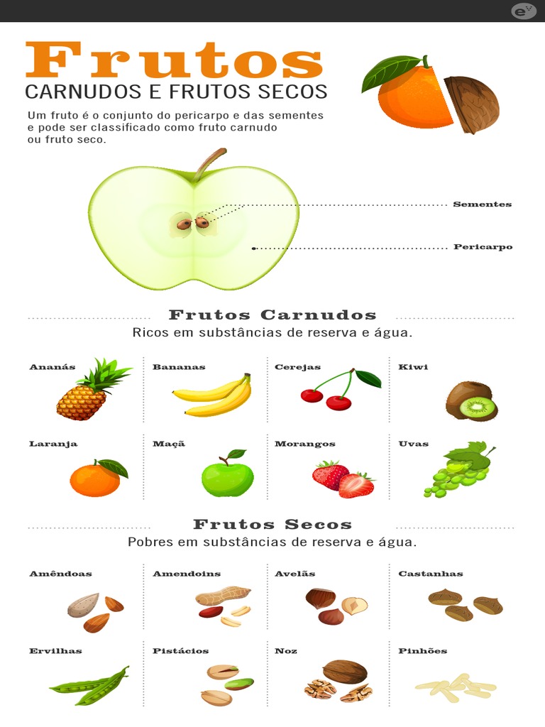 Os dois principais tipos de frutos: carnudos e secos | PDF