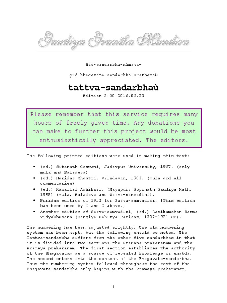 Sat-Sandarbha - 1 - Tattva Sandarbha | PDF