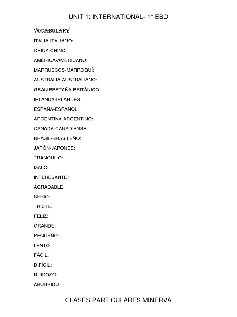 1º ESO Inglés - Unit 1 - English Alive | PDF