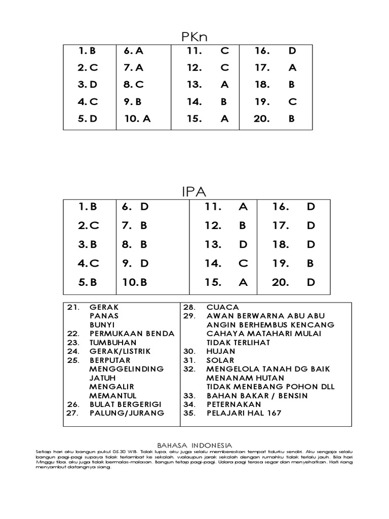 Ulangan IPA Dan IPS (Ibu Melly) | PDF