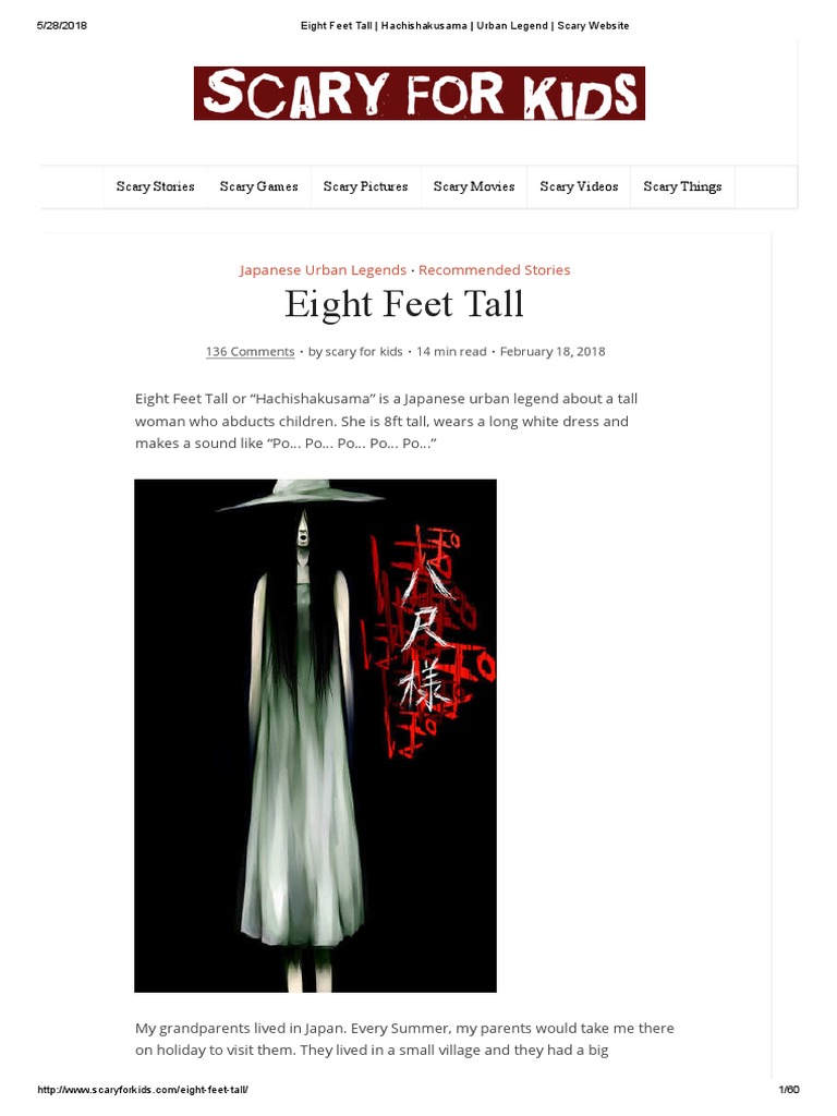 Eight Feet Tall - Hachishakusama - Urban Legend - Scary Website | PDF ...