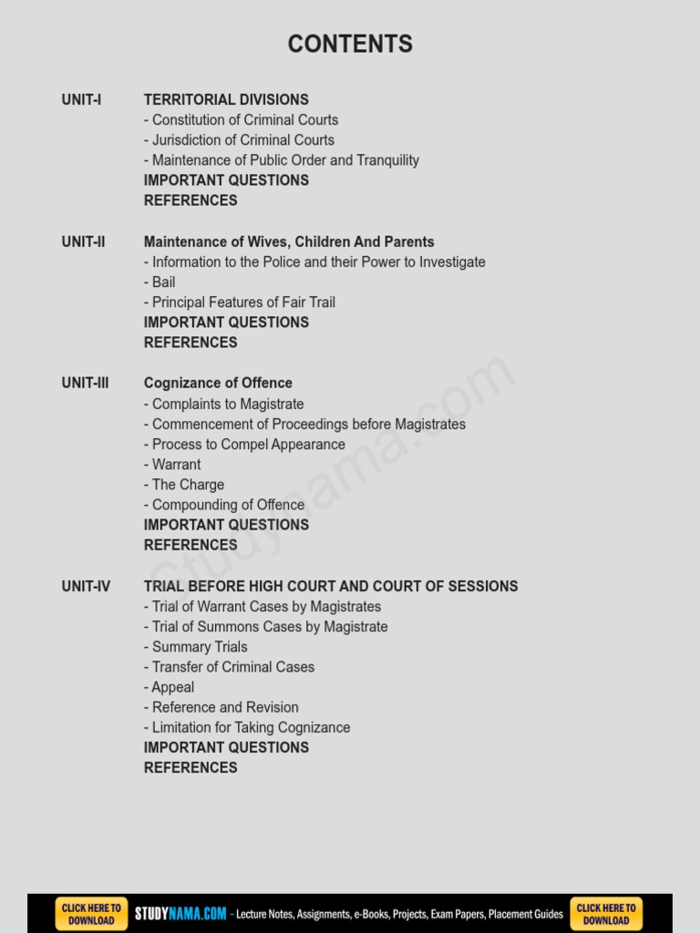 Criminal Procedure Code Ebook & Lecture Notes PDF Download (Studynama ...