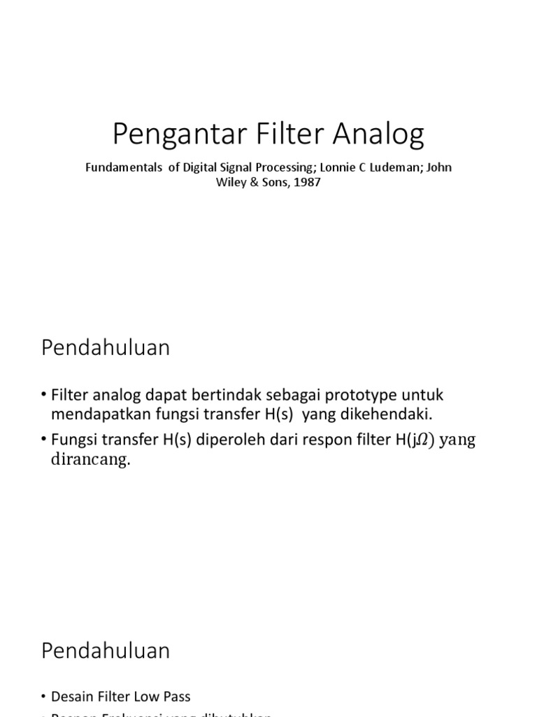 Pengantar Filter Analog | PDF