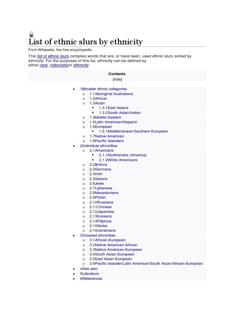 List of Ethnic Slurs by Ethnicity | PDF | Mulatto | Race And Ethnicity ...