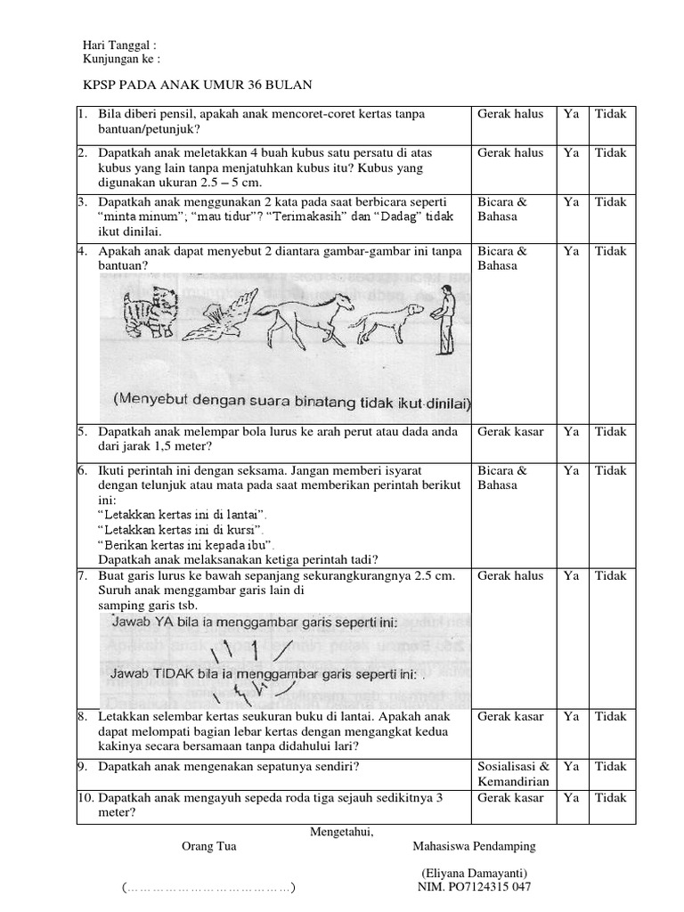 KPSP Pada Anak Umur 36 Bulan | PDF