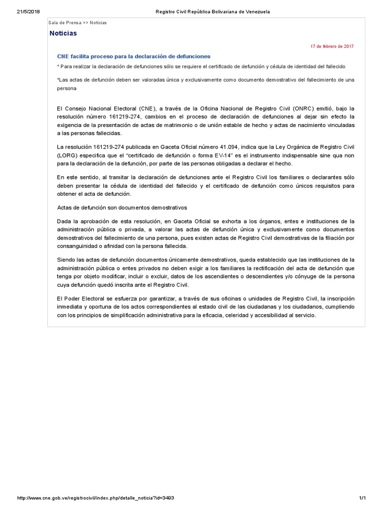 Registro Civil República Bolivariana de Venezuela - SIN CEDULA DEL FALLECIDO PDF | Descargar ...