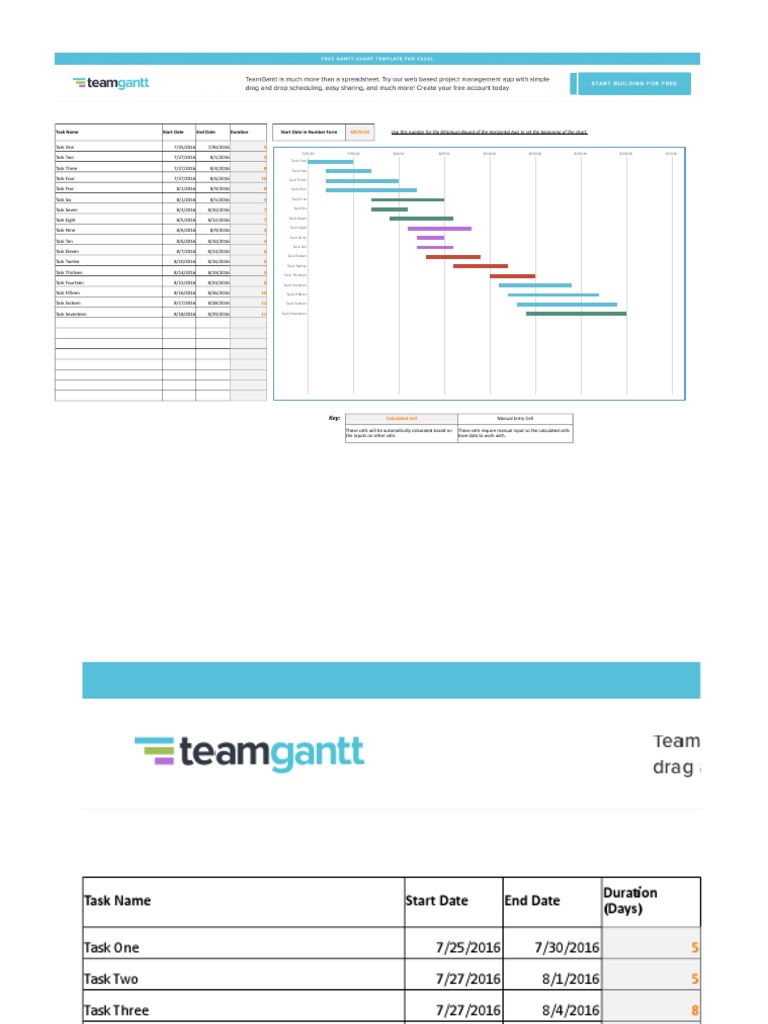 Excel Gantt Chart Template TeamGantt | PDF | Business