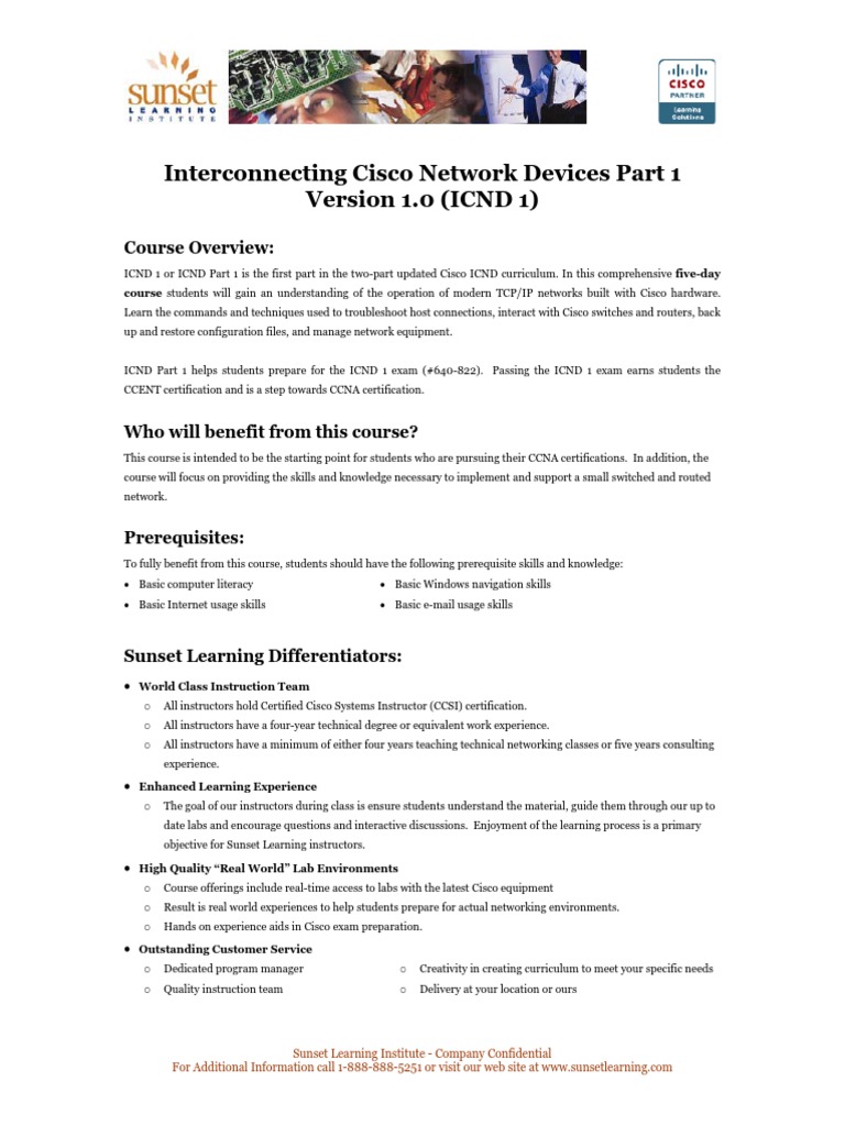 Interconnecting Cisco Network Devices Part 1 Version 1.0 (ICND 1) | PDF | Wireless Lan | Ethernet
