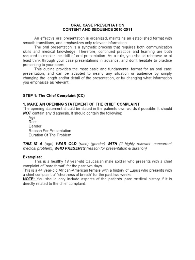 Oral Case Presentation | PDF | Symptom | Heart
