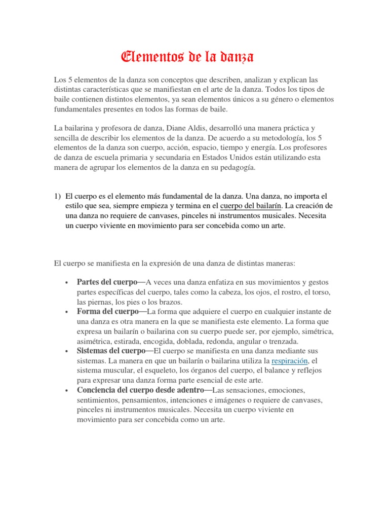 Elementos de La Danza | PDF | Bailes | Ritmo