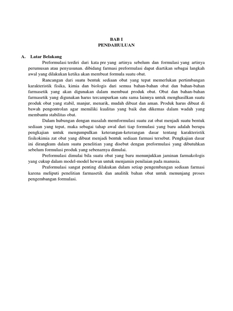 Makalah Preformulasi | PDF