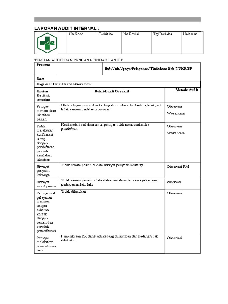 Form Laporan AUDIT | PDF