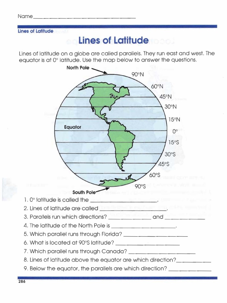 Global Geography Worksheets 4 Latitude | PDF | Latitude | Equator