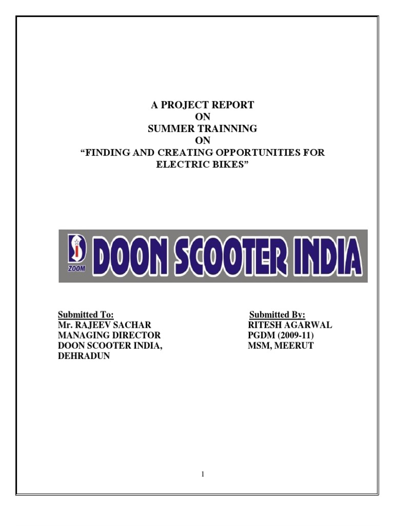 Project Report On e Bikes | PDF | Electric Vehicle | Motorcycle