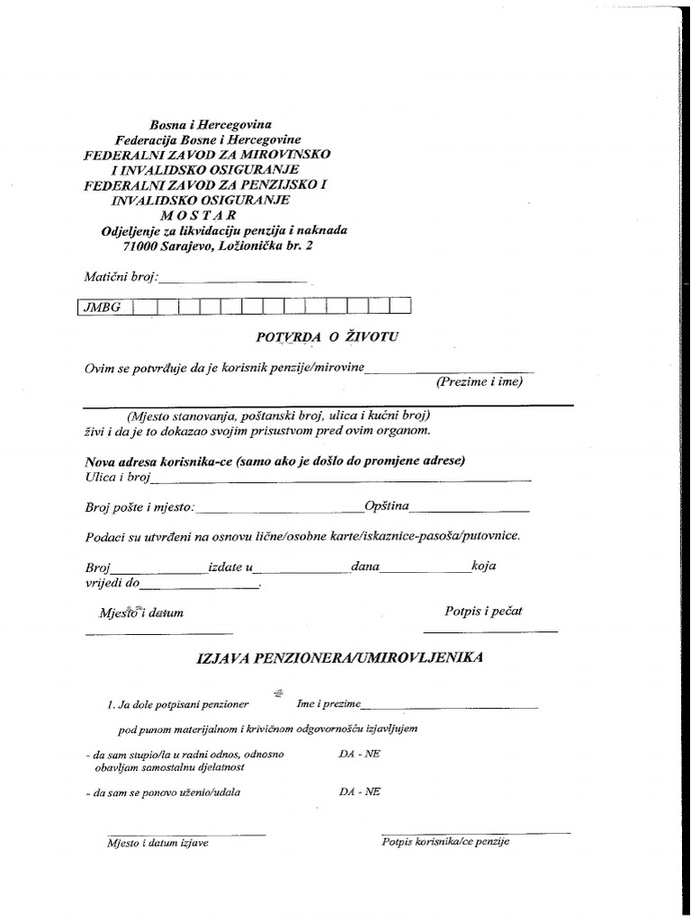 Ispravna Potvrda o Životu PDF | PDF