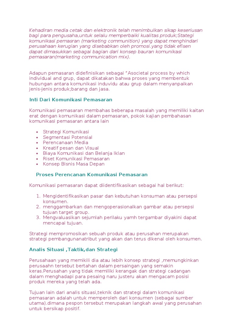 Komunikasi Pemasaran | PDF | Karier & Perkembangan | Bisnis