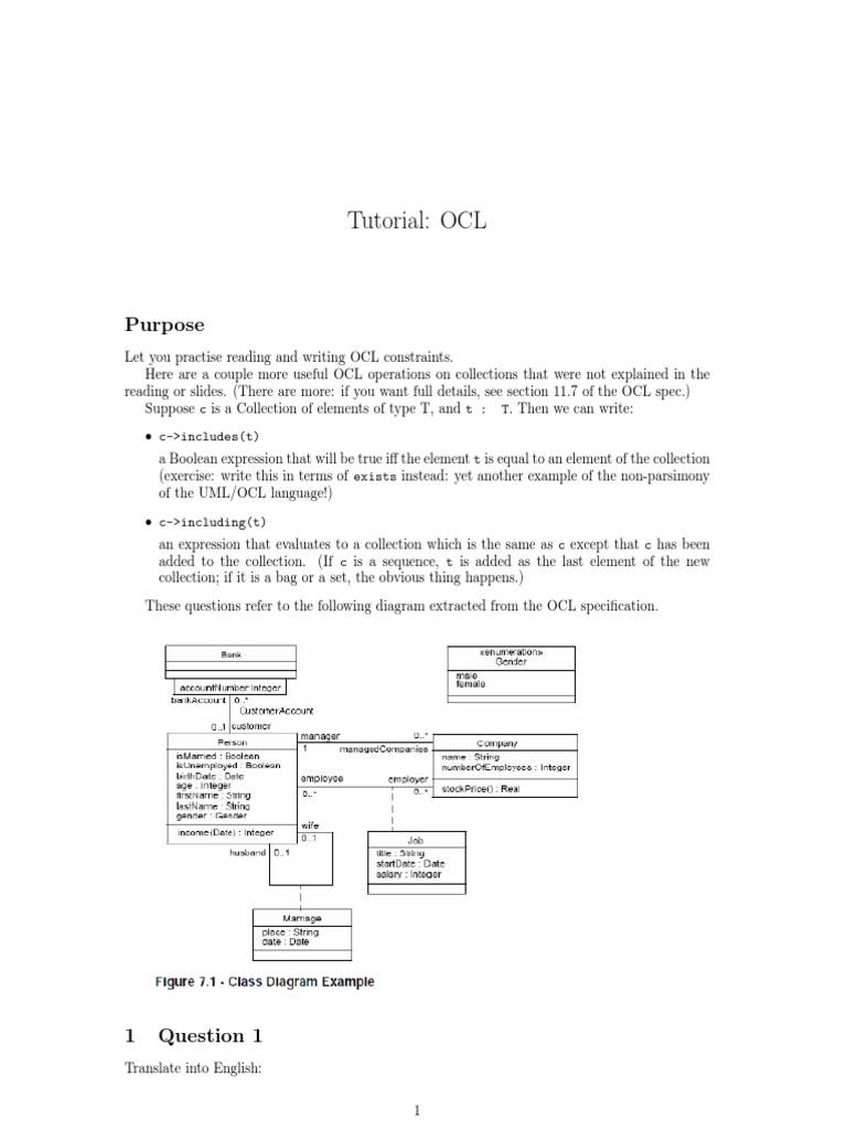 OCL Tutorial | PDF | Unified Modeling Language | Teaching Mathematics