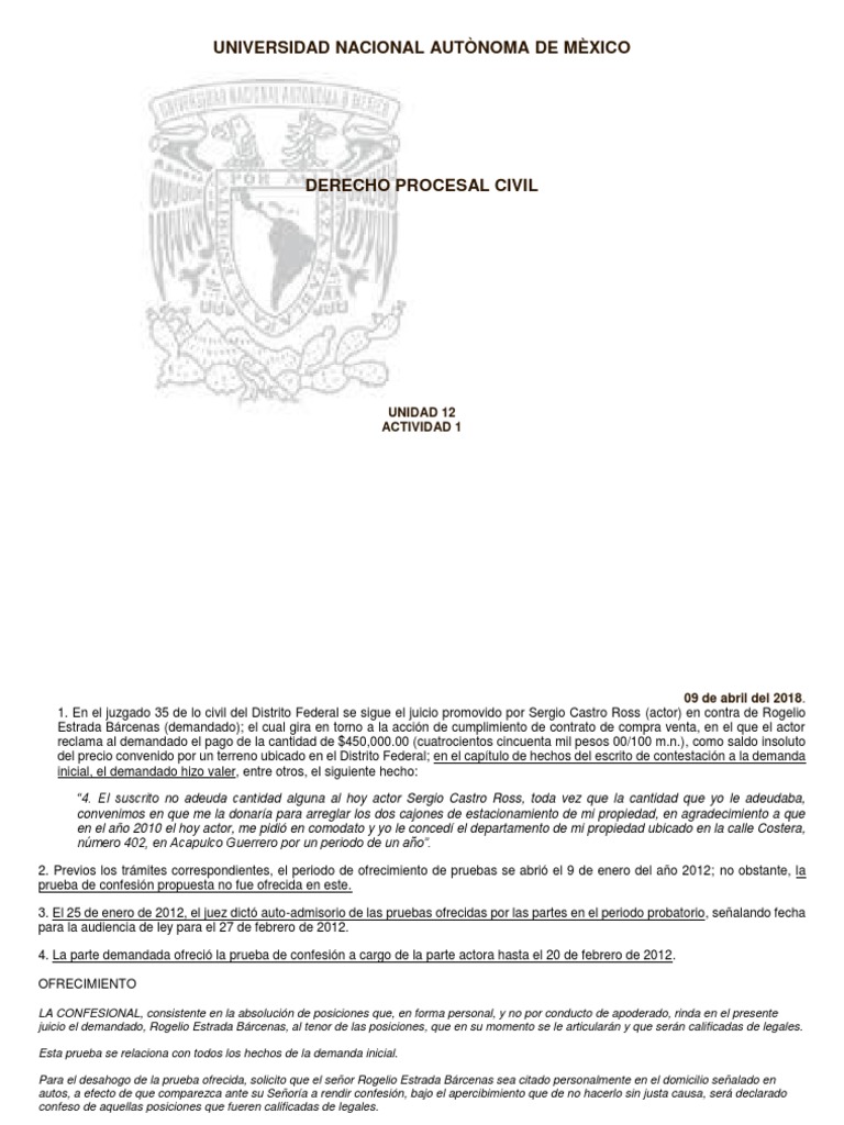 Prueba Confesional | Confesión (ley) | Evidencia (ley)