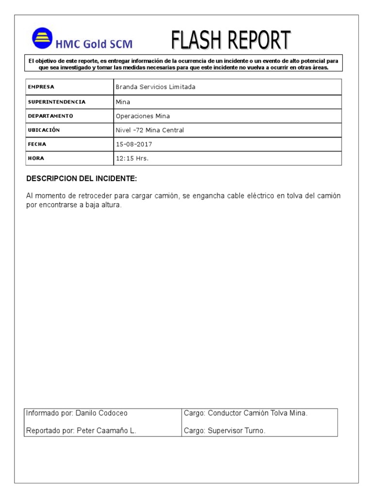 Reporte Flash Caida Cable Electrico | PDF | Naturaleza