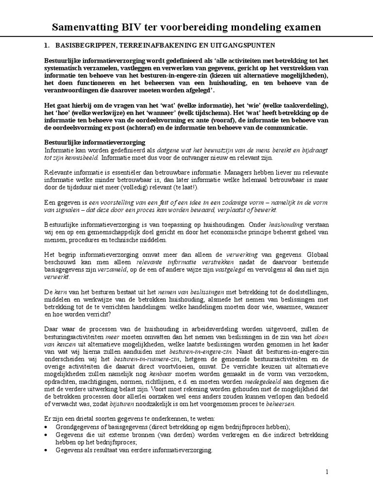 Starreveld / BIV-AO Samenvatting | PDF