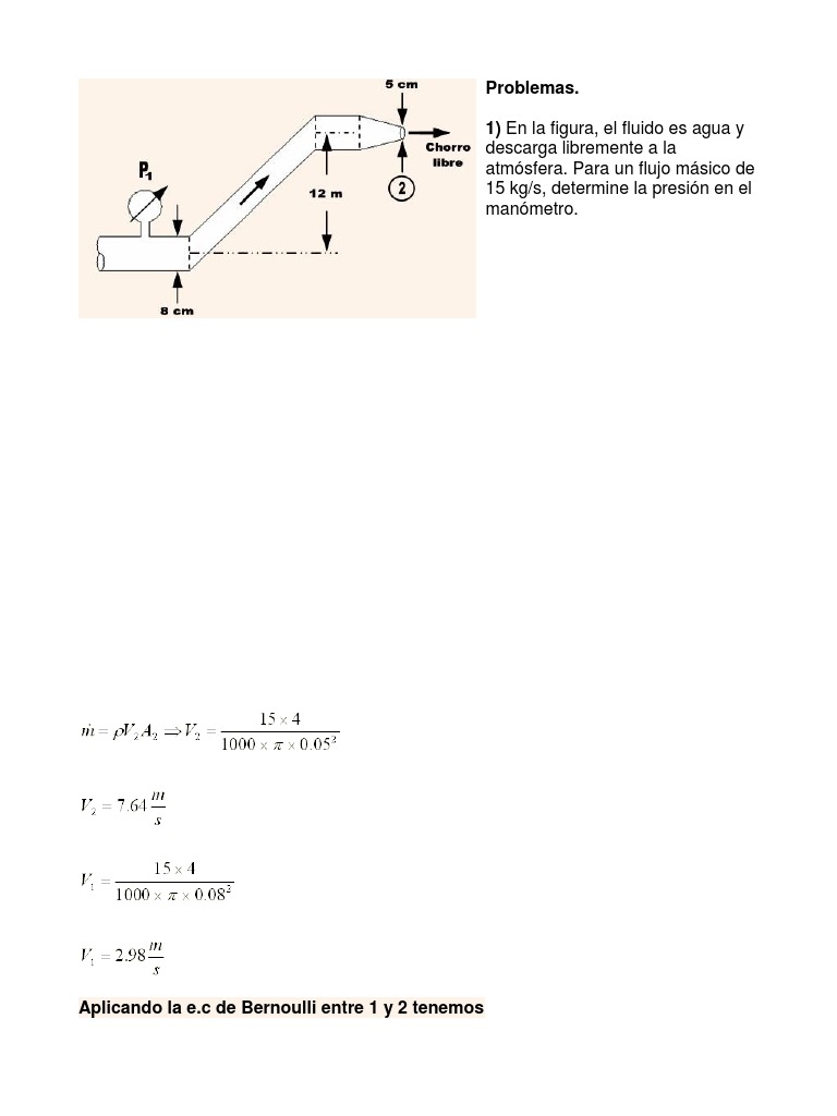 Ejercicios Resueltos Del Principio De Bernoulli Pdf Fórmula Presión