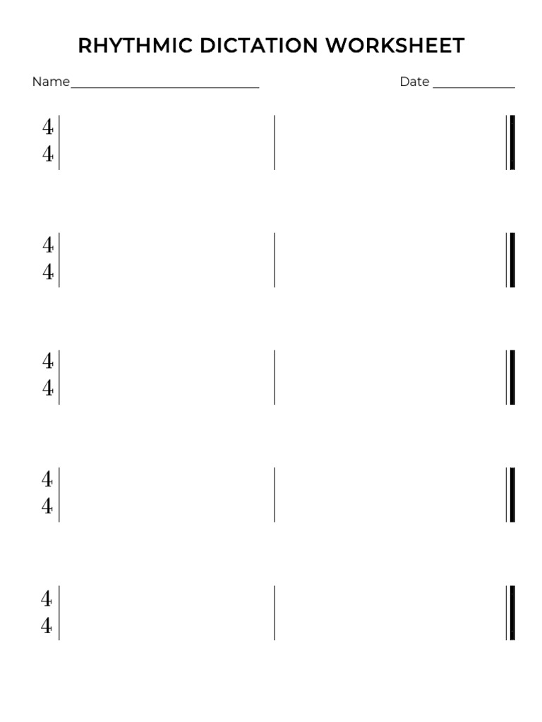 Rhythmic Dictation Worksheet | PDF