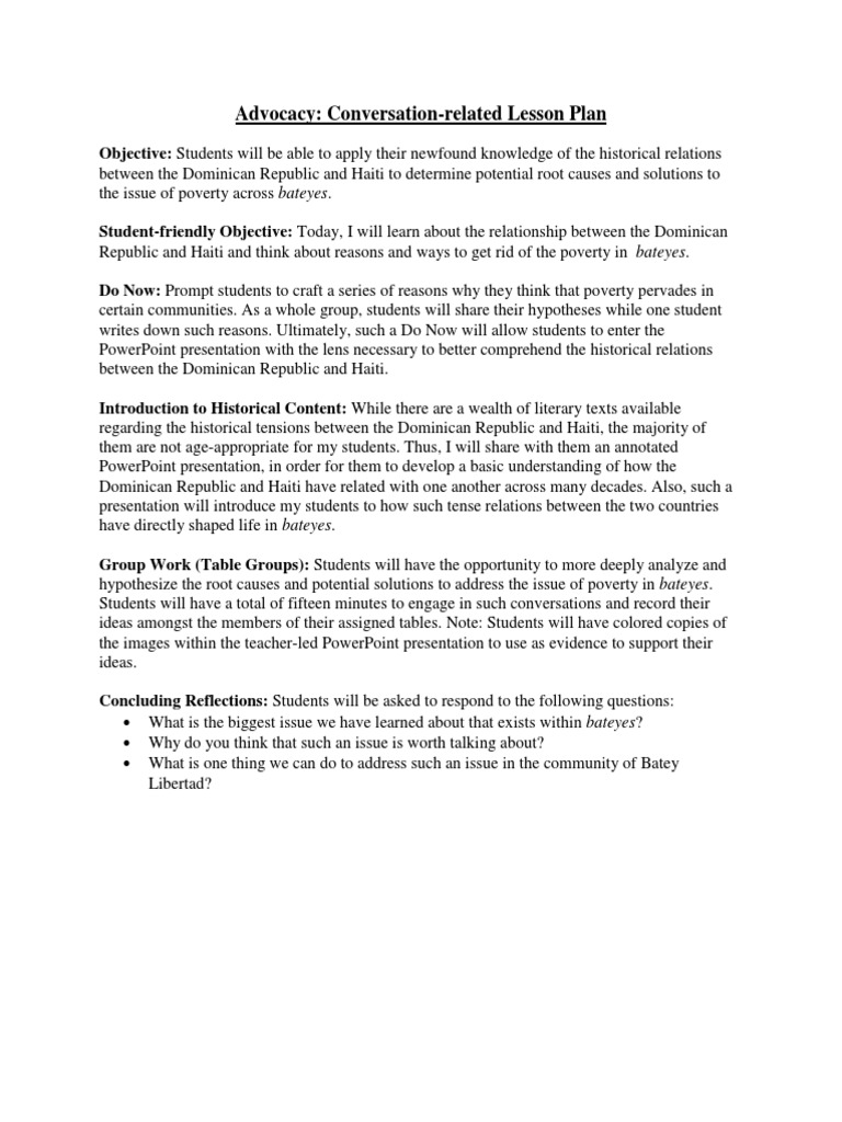 Advocacy Lesson Plan | PDF