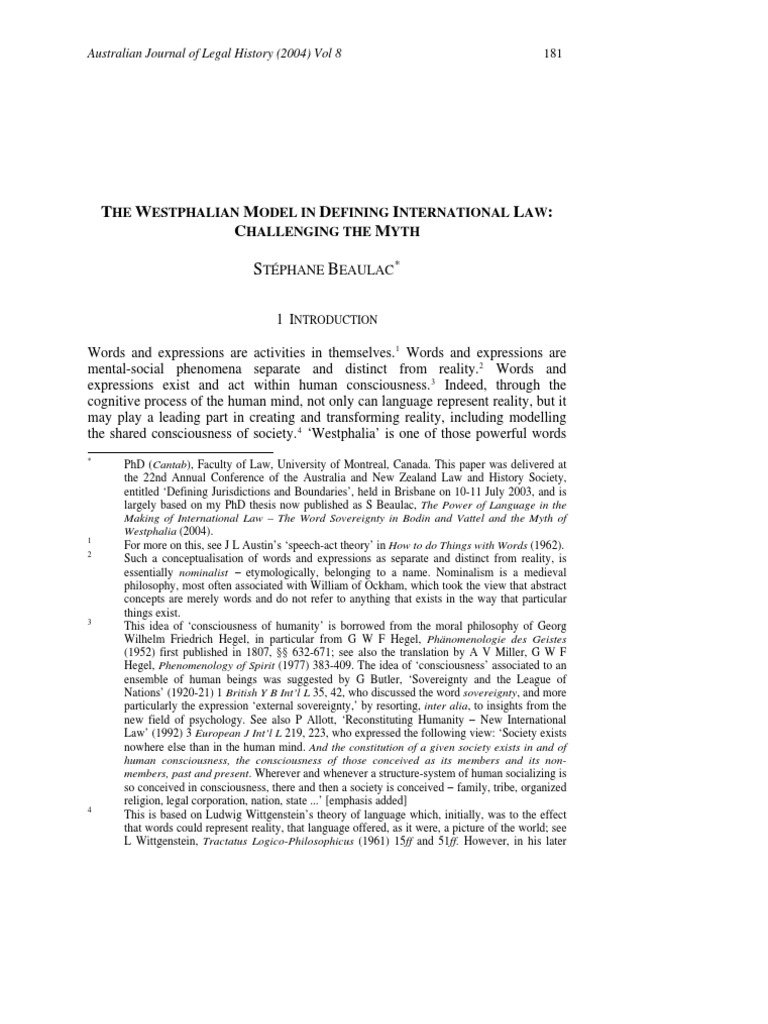 The Westphalian Model in Defining International Law-Challenging The Myth | PDF | Pope ...
