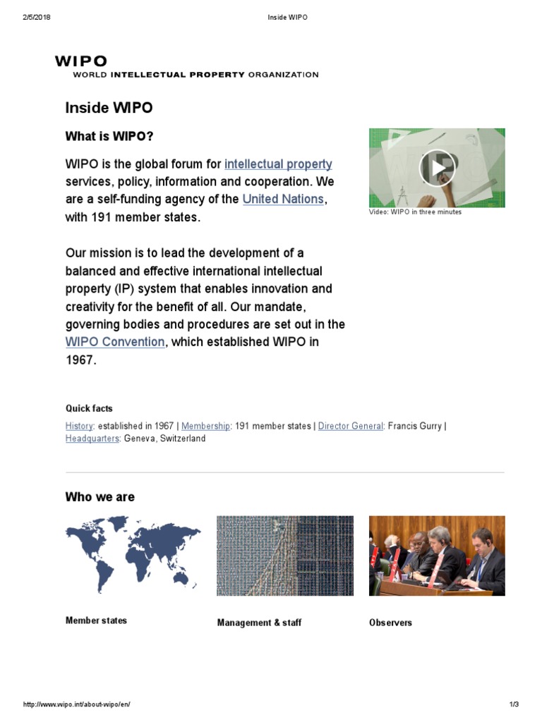 Inside WIPO: Intellectual Property United Nations | PDF | World ...