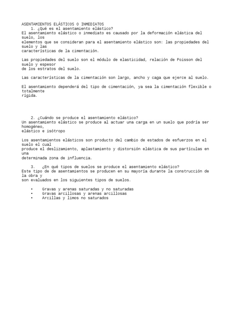 Asentamientos Elasticos Pdf Elasticidad Física Fundación