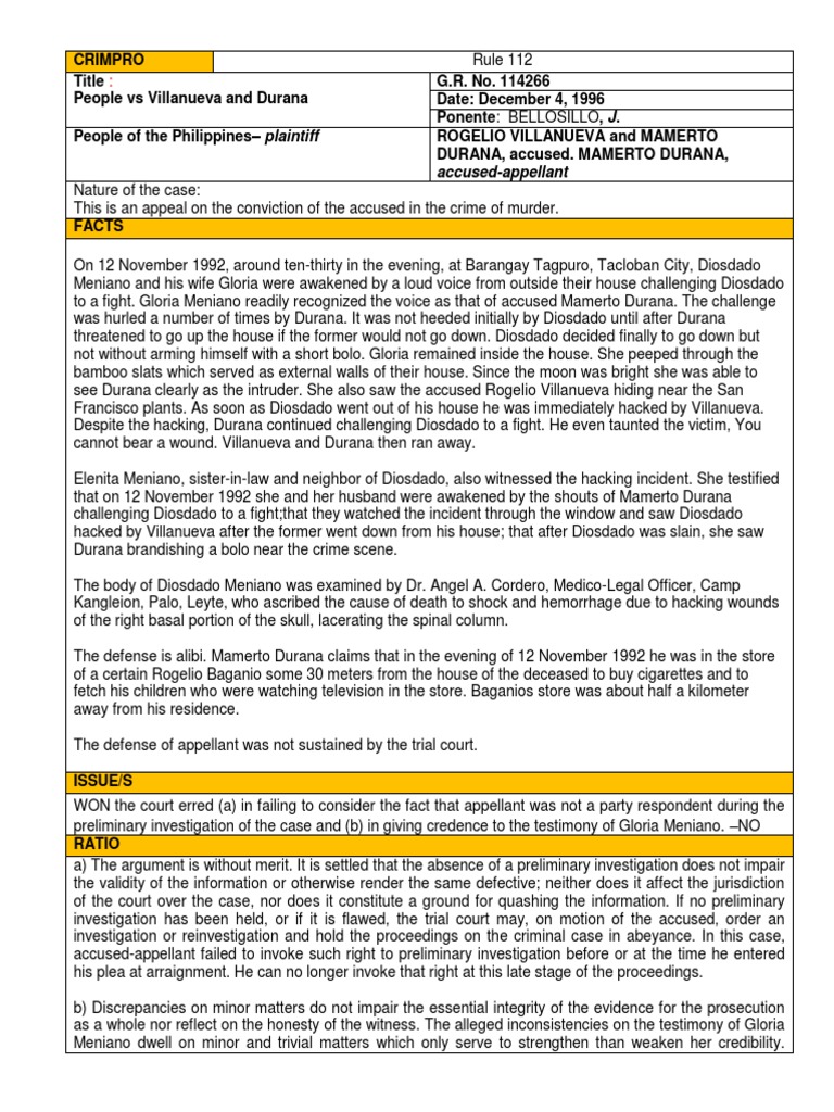 3 - People V Villanueva and Durana - Lagumbay | PDF | Witness | Public Law