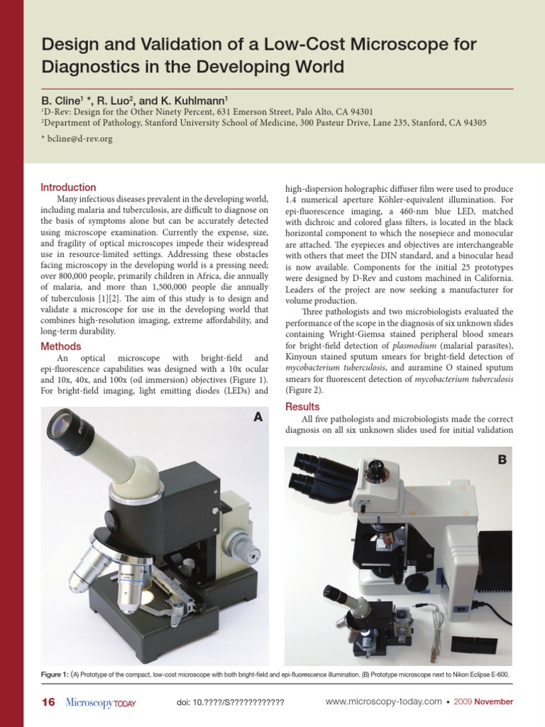 Low-Cost Microscope for Diagnostics | PDF | Microscopy | Lighting