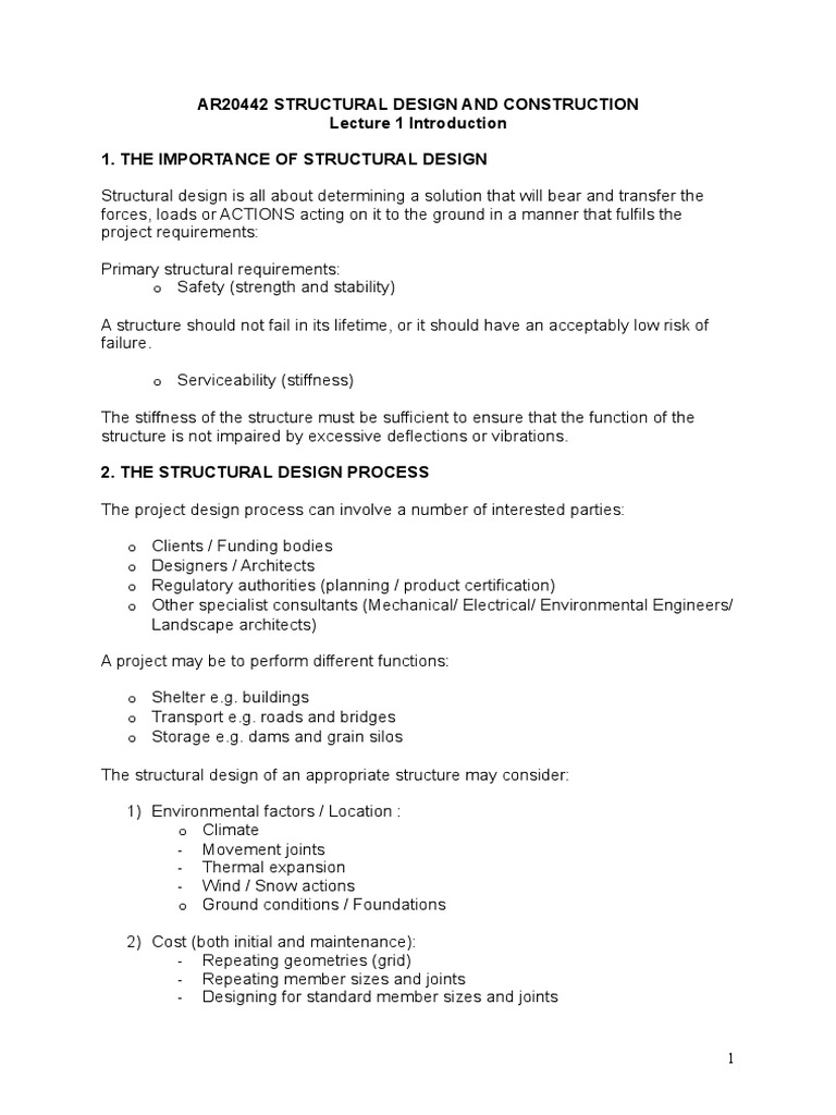 Structural Design and Construction Lecture 1 | PDF | Strength Of ...