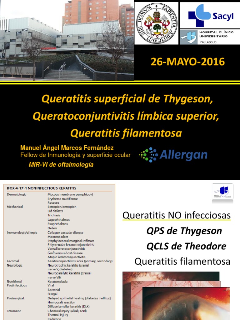 Queratitis No Infecciosas: Thygeson, Queratoconjuntivitis Límbica ...