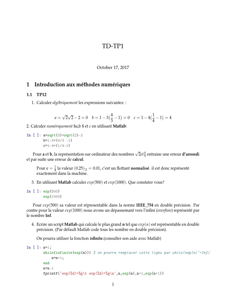 TD TP1 | PDF | Areas Of Computer Science | Numbers